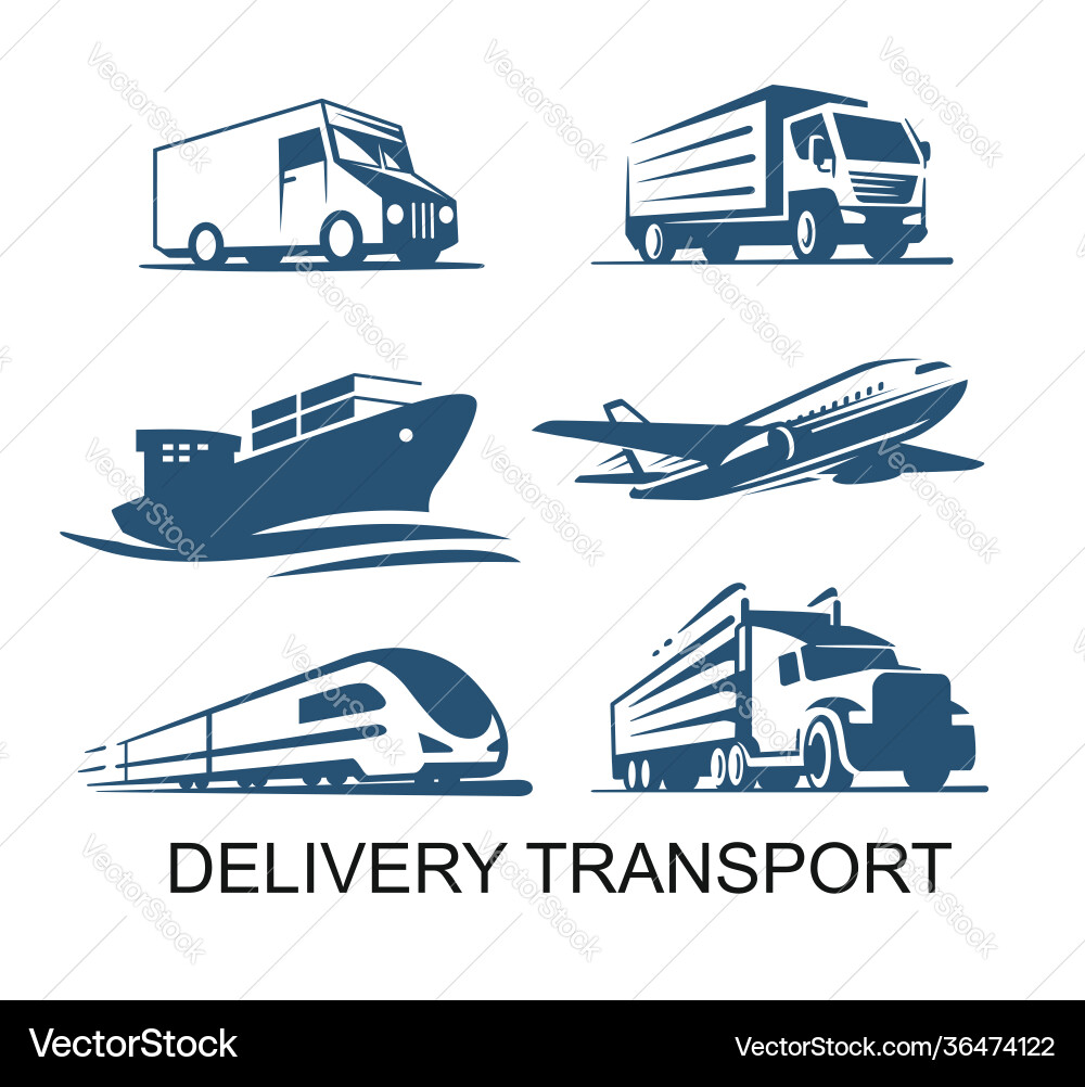 Transport cargo delivery icon airplane ship Vector Image