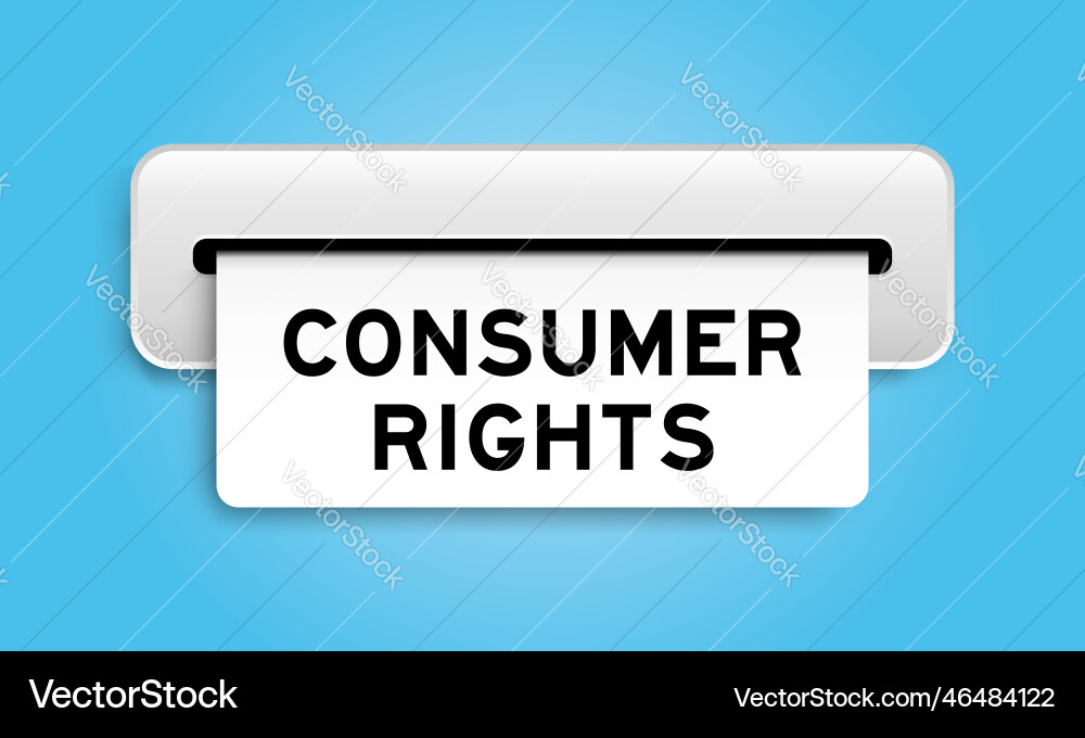 White coupon banner with word consumer rights Vector Image
