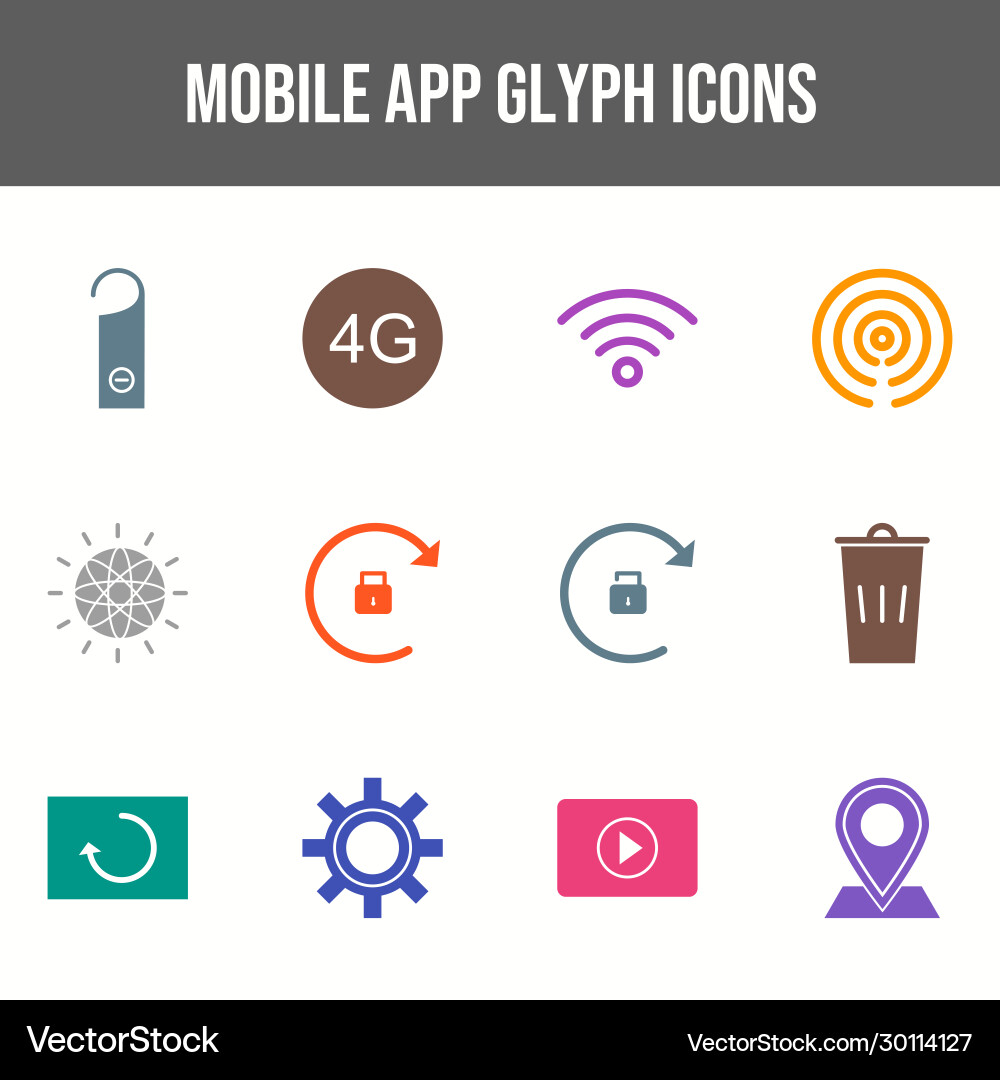 12 mobile app icons in one set Royalty Free Vector Image