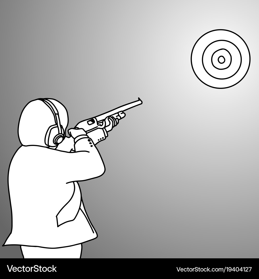Businessman shooting a target with rifle Vector Image