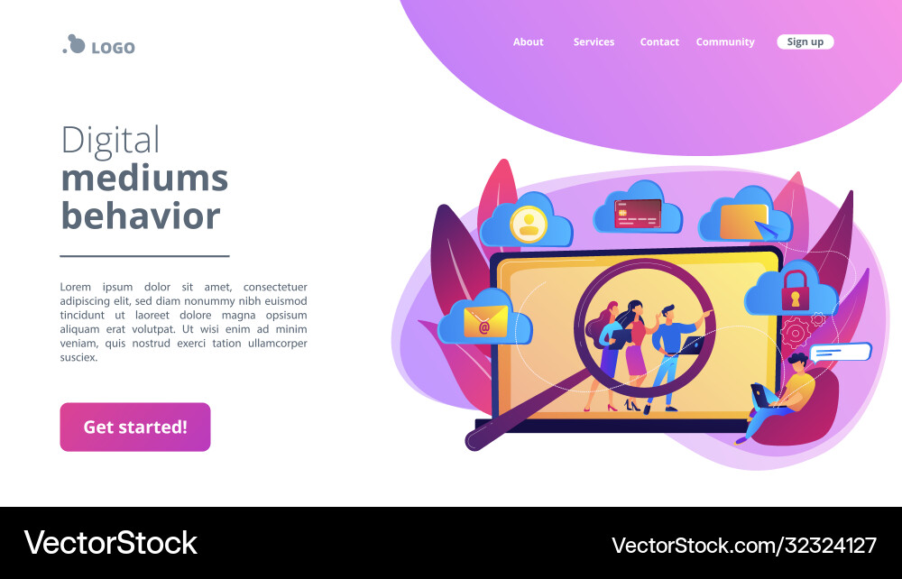 Digital ethics and privacy concept landing page Vector Image