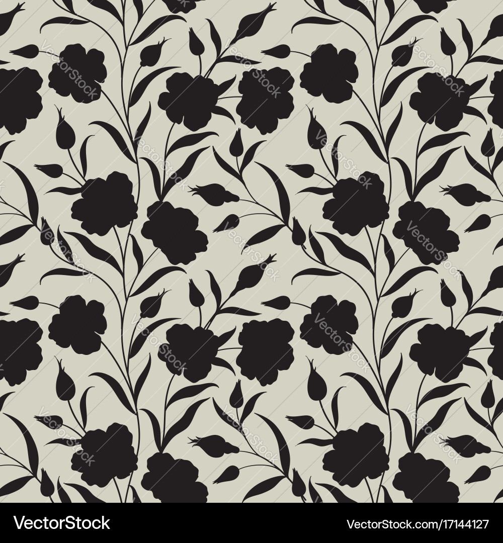 Floral engraved seamless pattern flower garden Vector Image