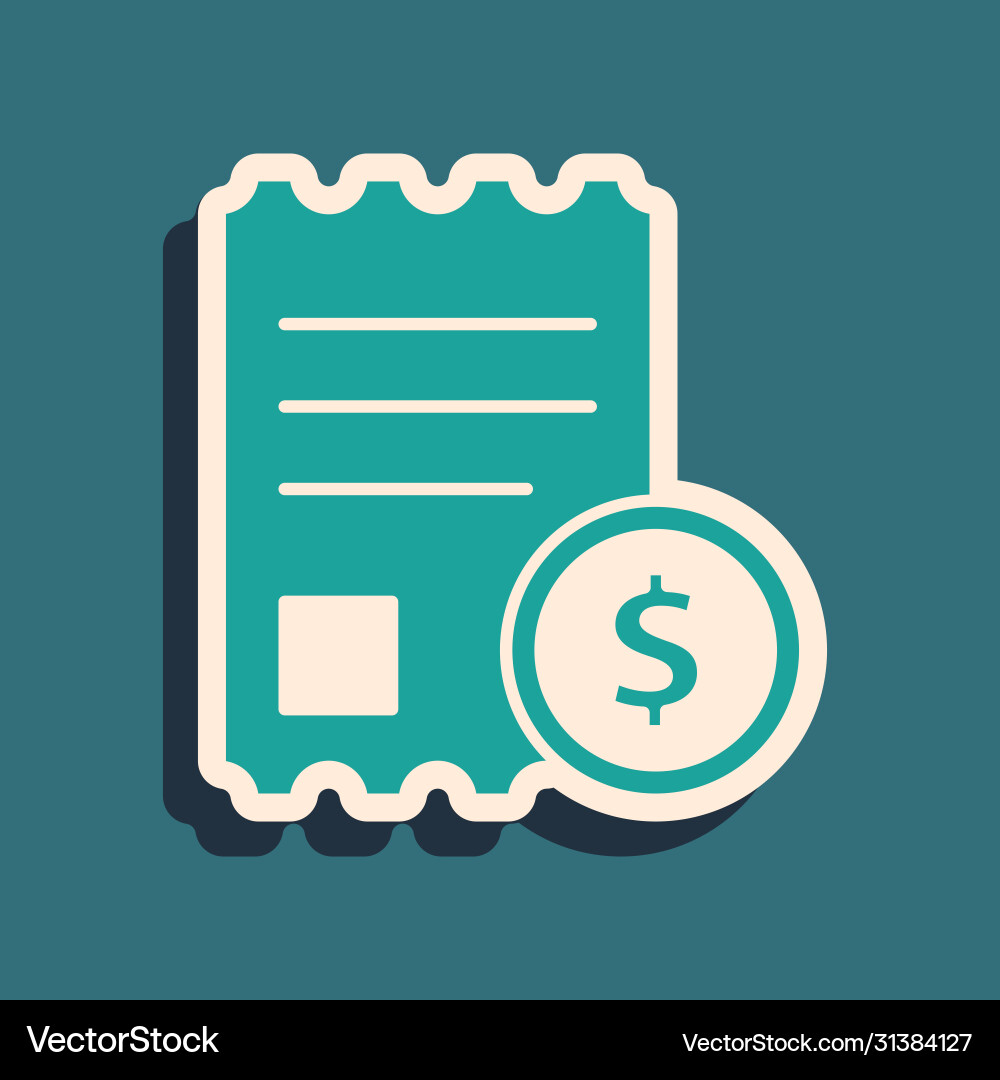 Green paper check and financial check icon Vector Image