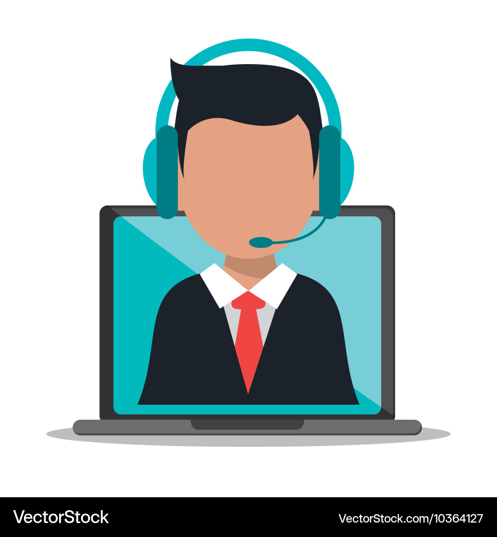 Man headphone avatar call center design Royalty Free Vector