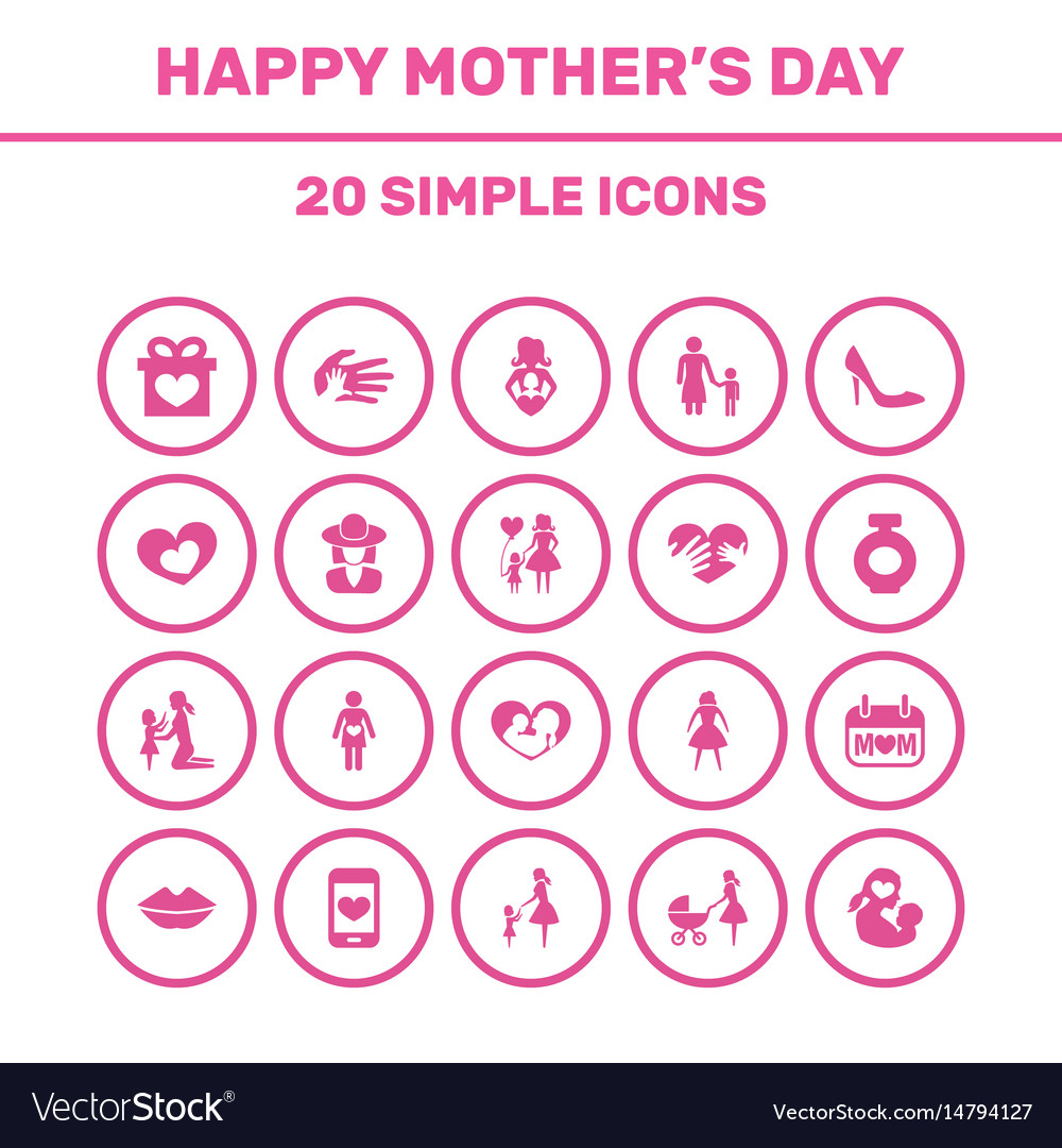 Mothers Day Icon Design Concept Set Of 20 Vector Image