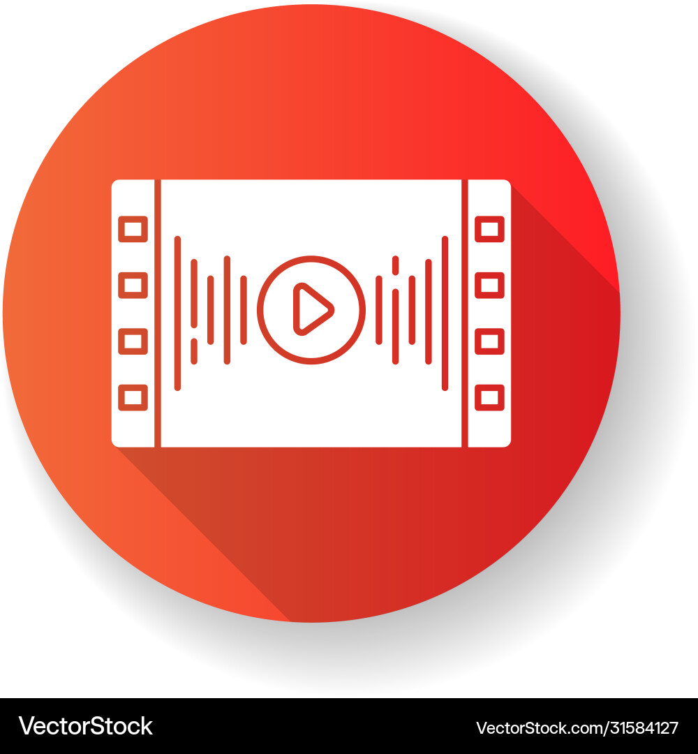 Music video red flat design long shadow glyph icon