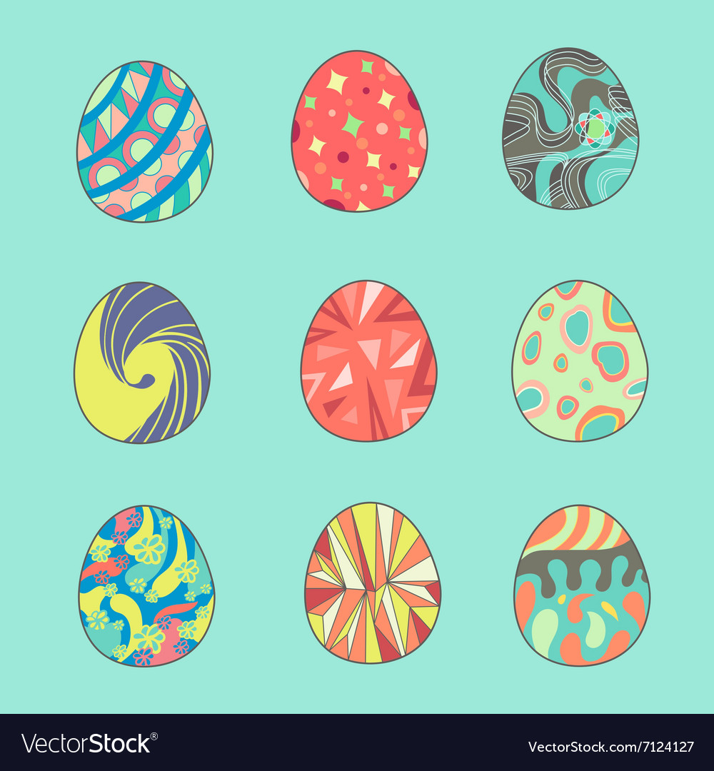 Painted Easter eggs set Royalty Free Vector Image