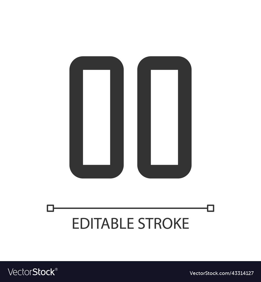 Pause button pixel perfect linear ui icon Vector Image