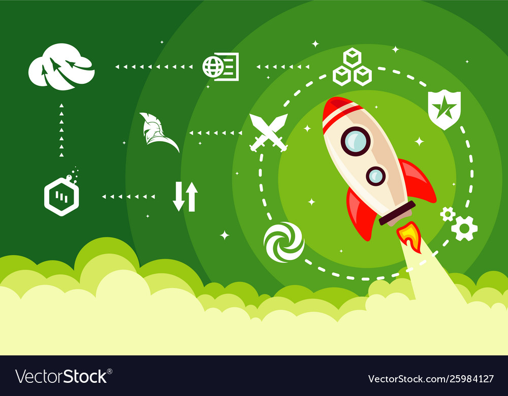 Startup simple rocket web design responsive Vector Image