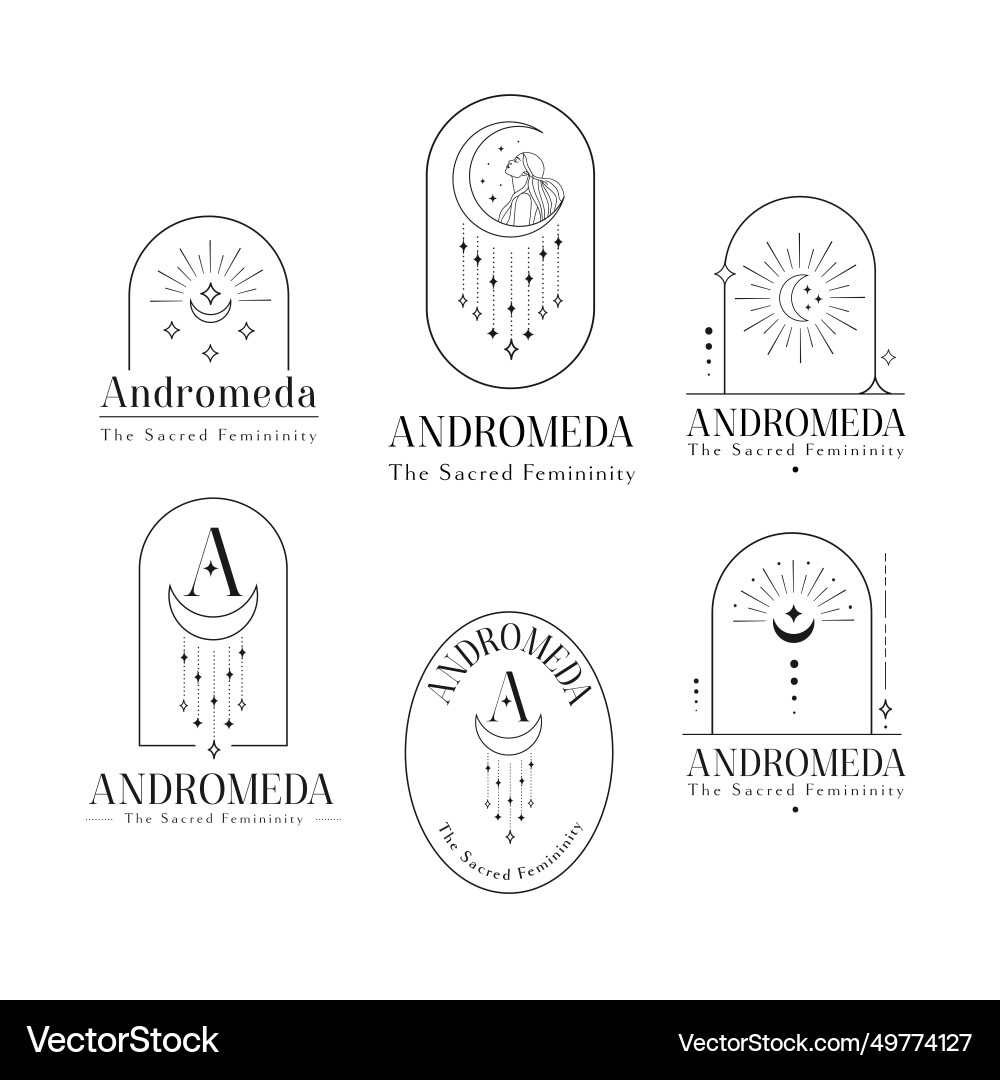 Stellar star logo andromeda arch concept black Vector Image