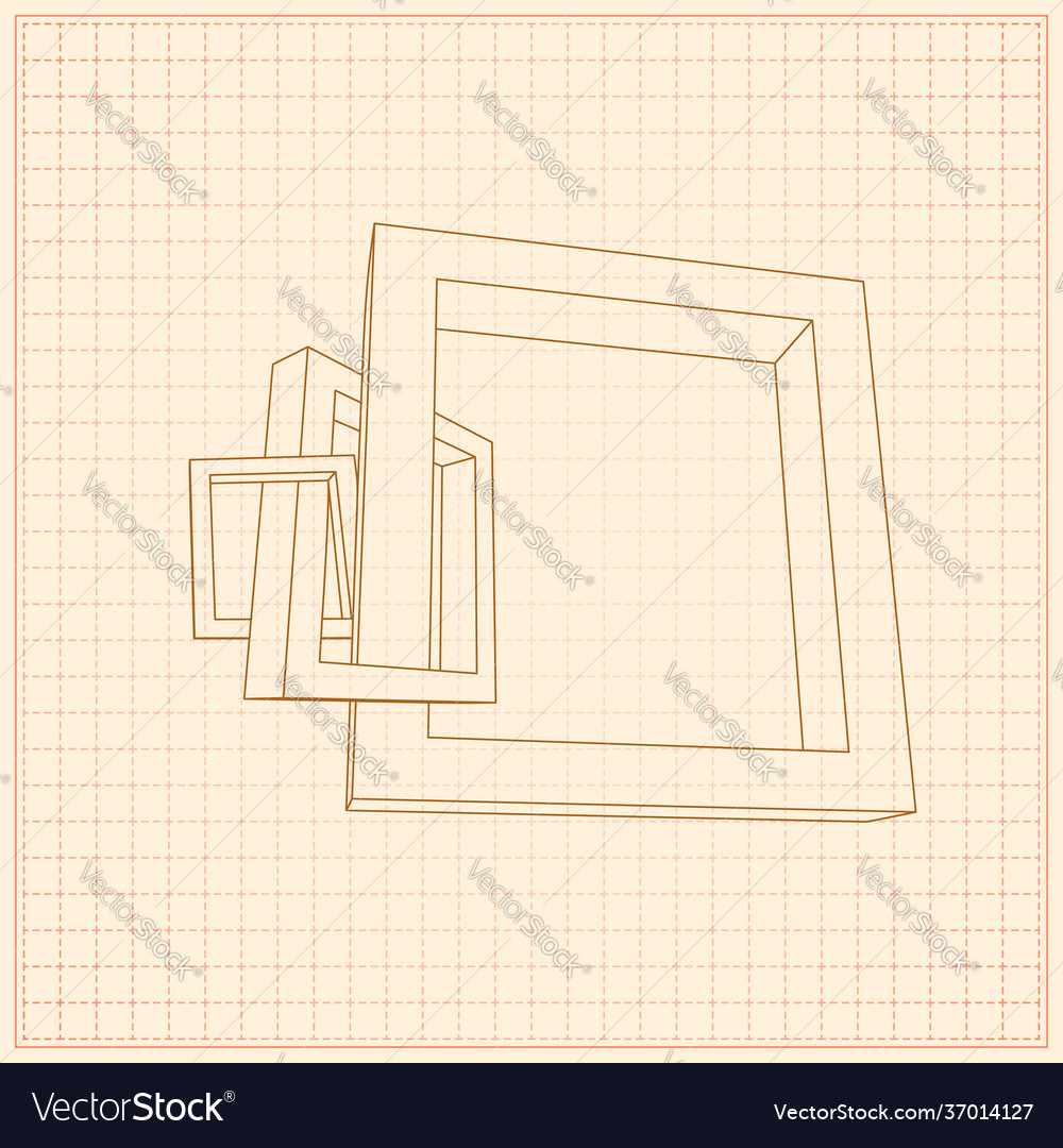 Three rectangular 3d frames blueprint Royalty Free Vector