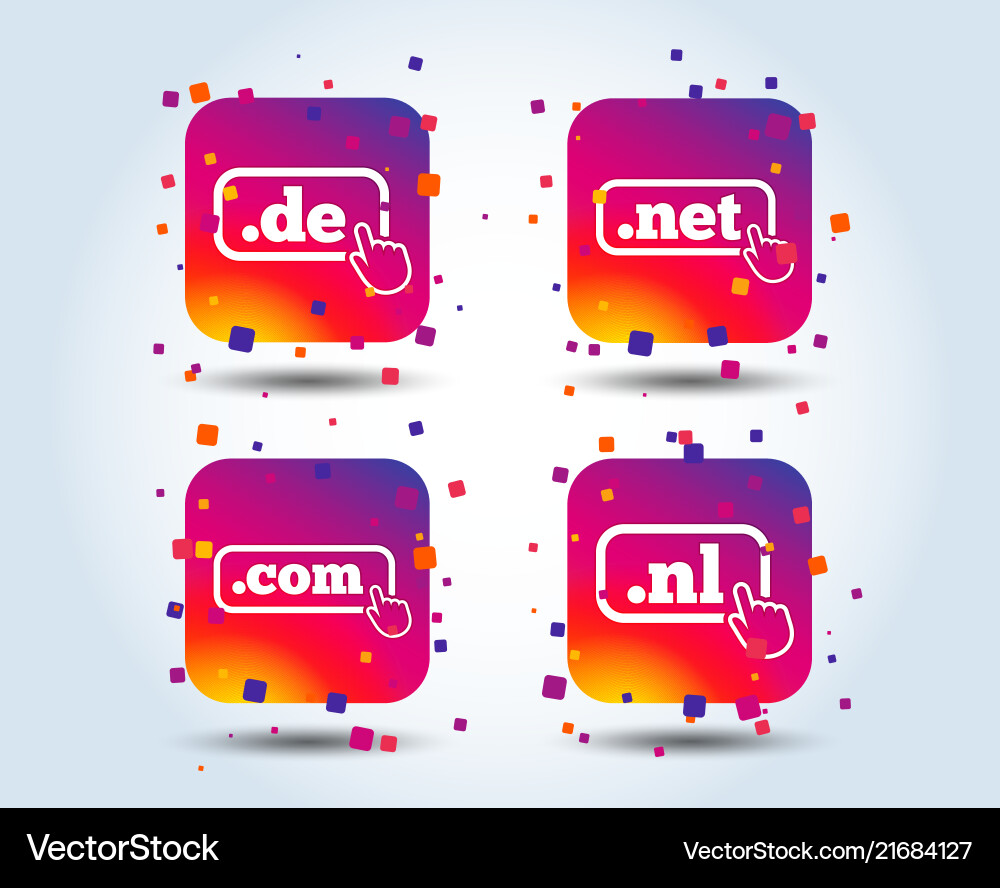 Top-level domains signs de com net and nl Vector Image