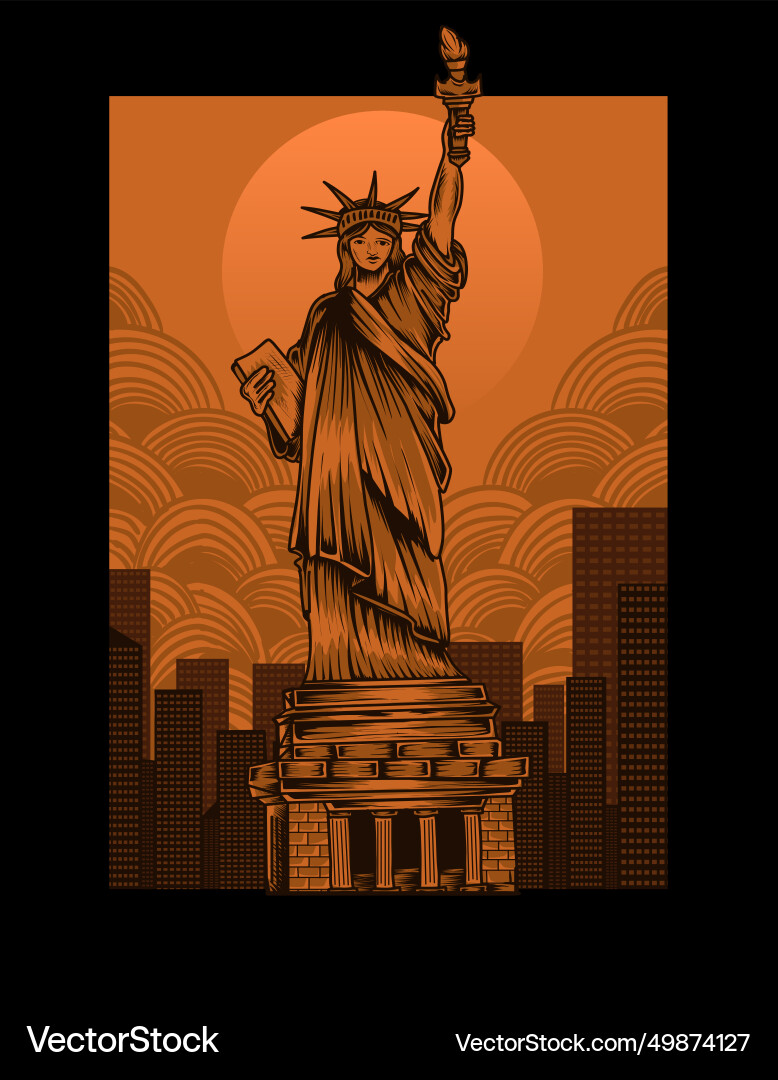 Vintage liberty statue with retro style Royalty Free Vector
