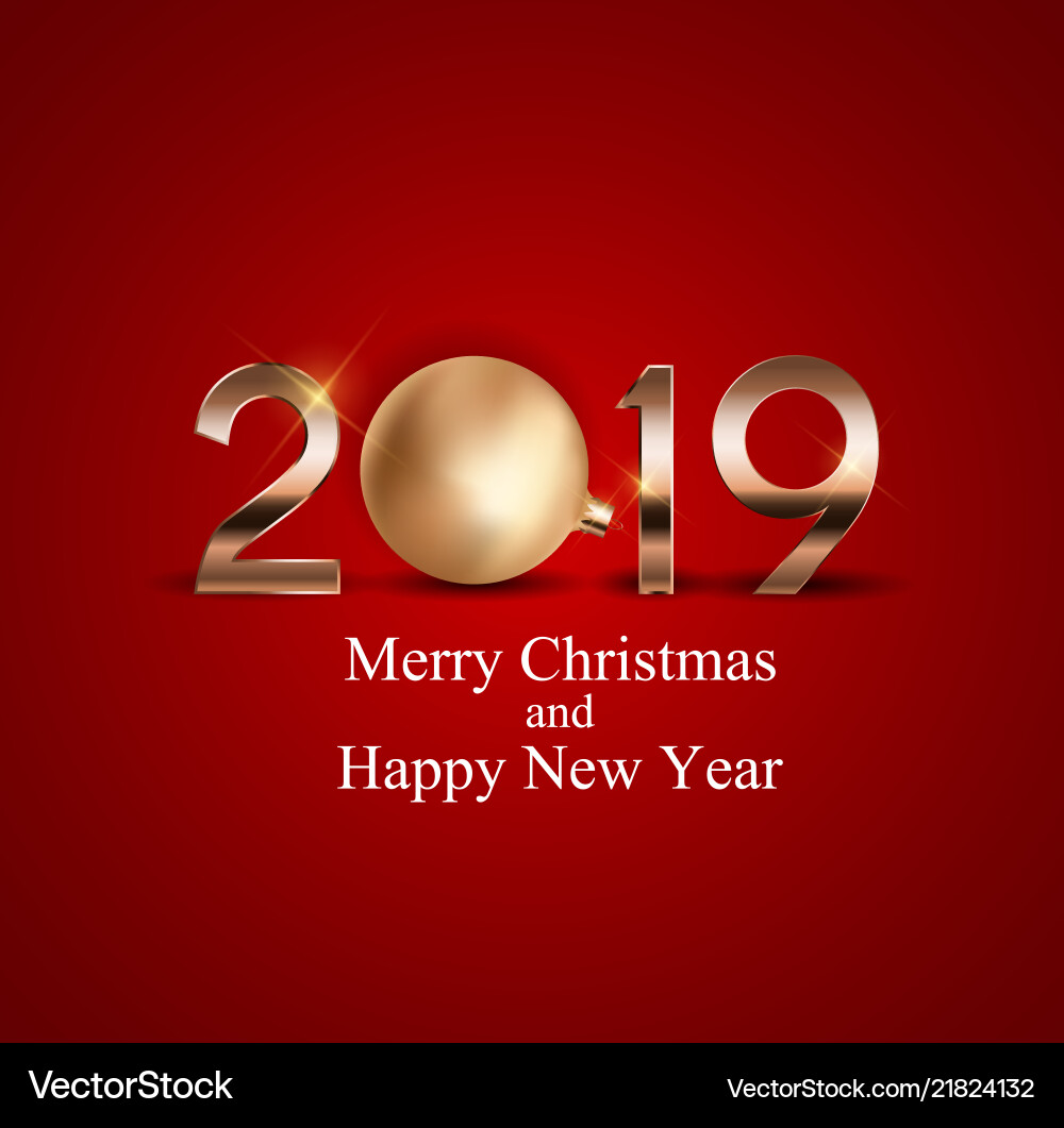 2019 new year background with christmas ball Vector Image