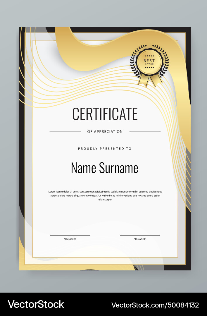 Black and gold award certificate template fancy Vector Image