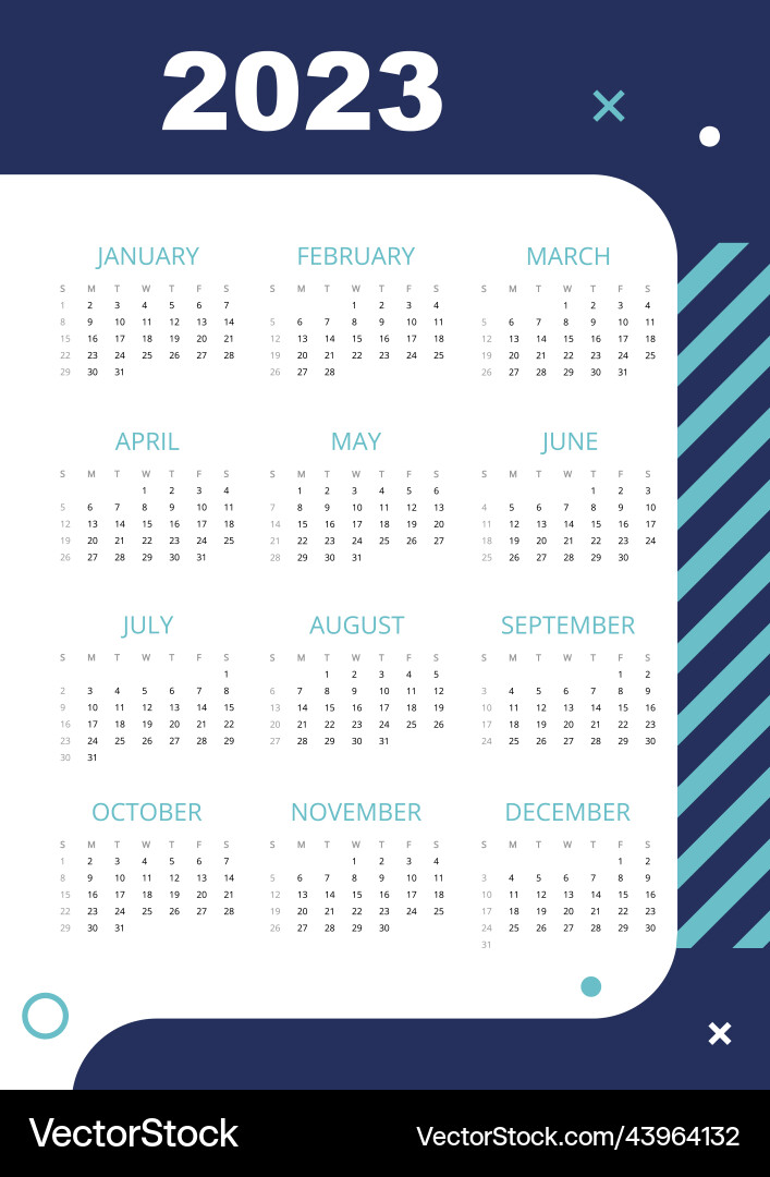 Computing industry blue wall calendar design Vector Image
