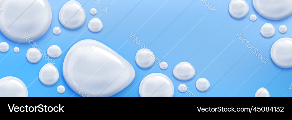 Cream or milk drops on blue background cosmetics Vector Image