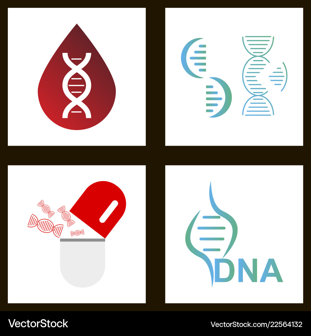 Dna genetic sign elements and icons collection Vector Image