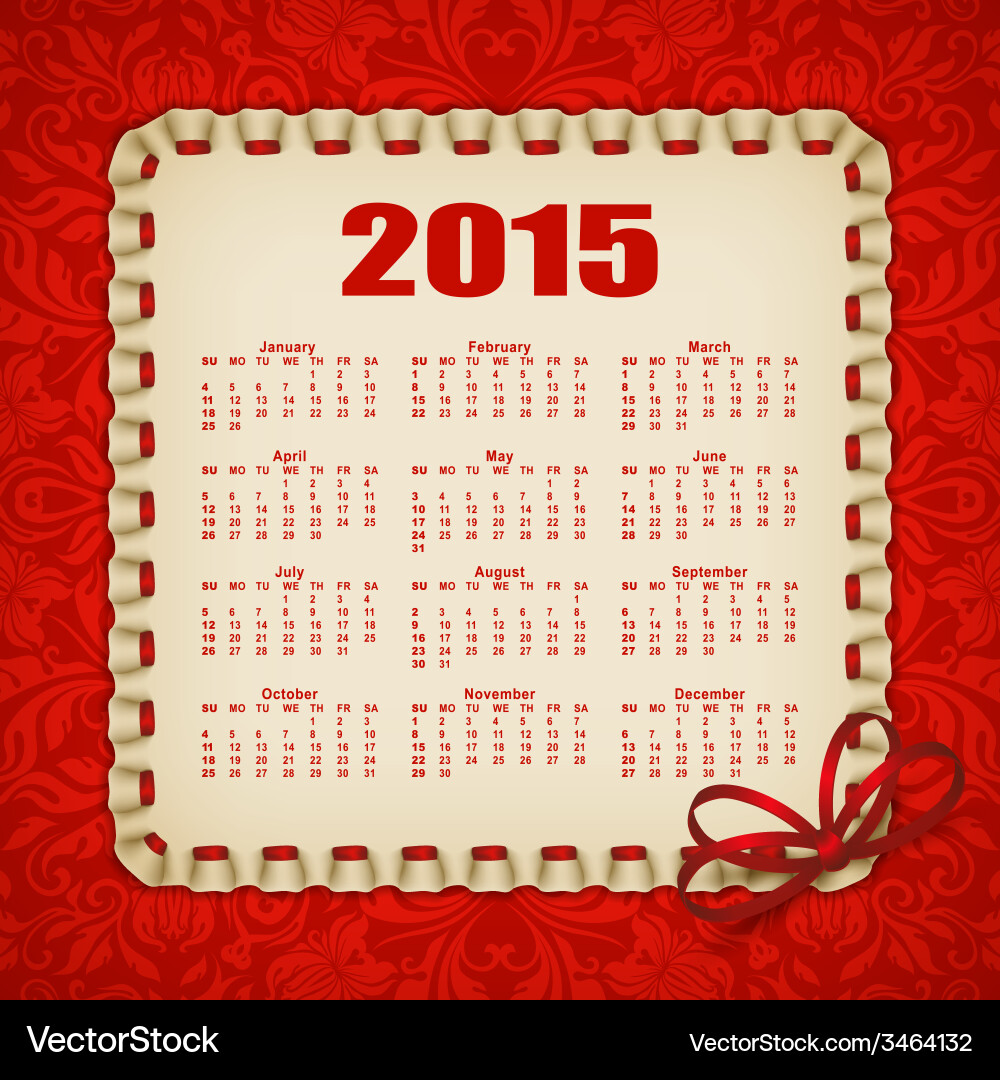 Elegant template of calendar Royalty Free Vector Image
