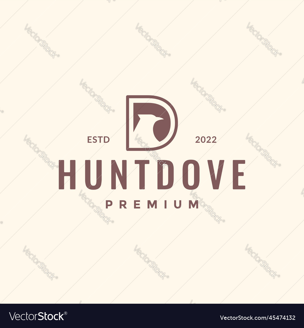 Falcon hunt dove letter d initial logo design Vector Image