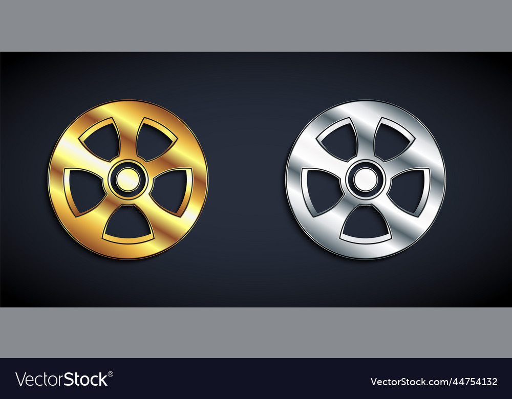 Gold and silver alloy wheel for car icon isolated Vector Image