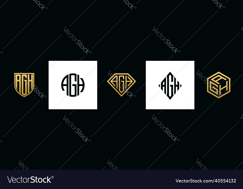 Initial letters agh logo designs bundle Royalty Free Vector