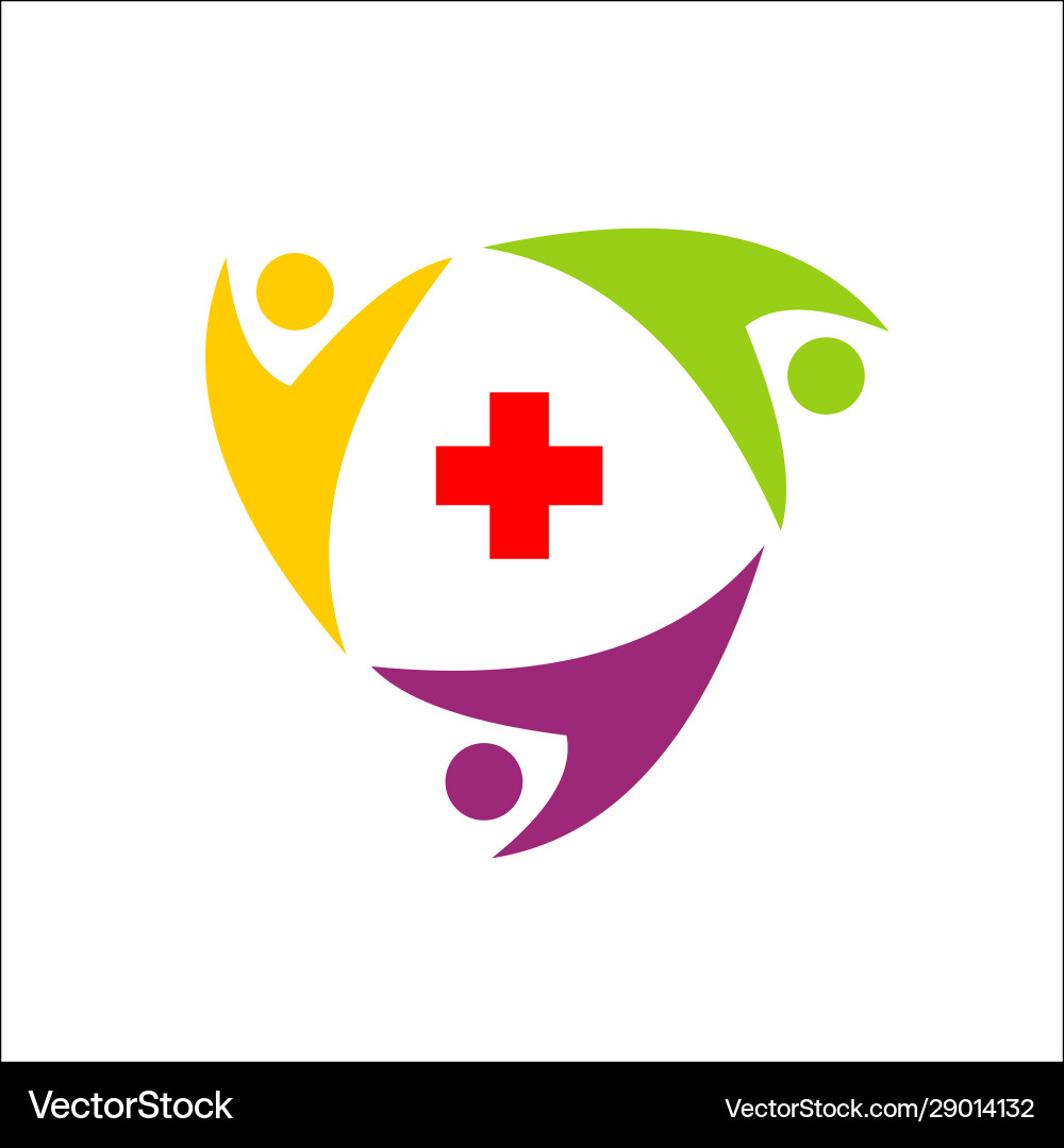 Medical logo design with people circular Vector Image