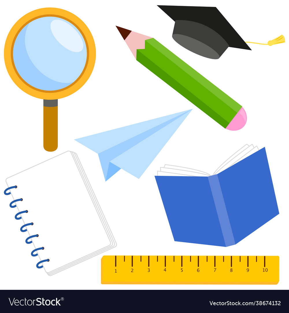 School objects Royalty Free Vector Image - VectorStock
