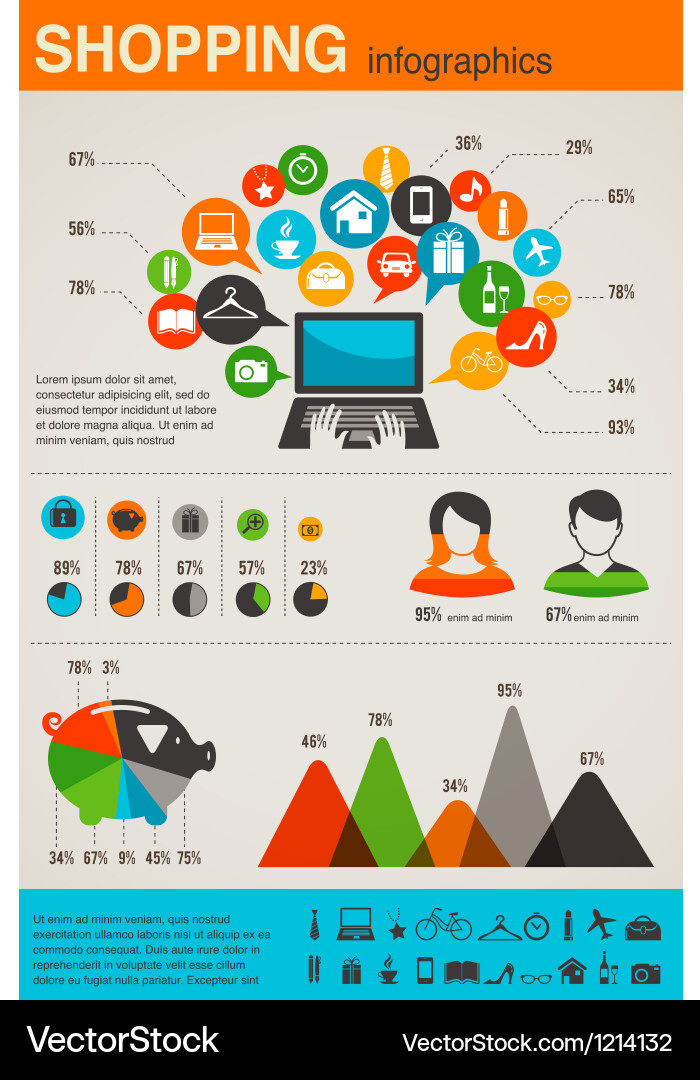 Shopping infographics set retro style design Vector Image