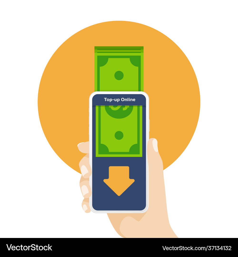 Top up money to online application on mobile Vector Image