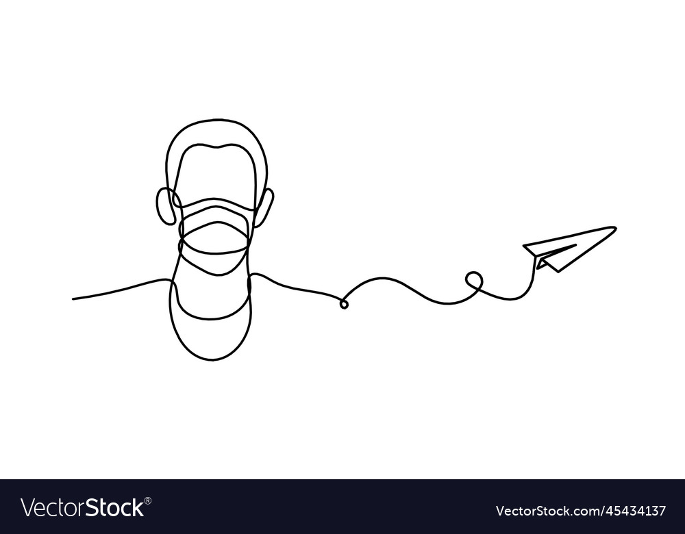 Abstract man face with mask and globe with paper Vector Image Abstract man face with mask and globe with paper Vector Image