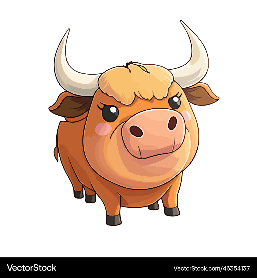 Cute bull cartoon style Royalty Free Vector Image