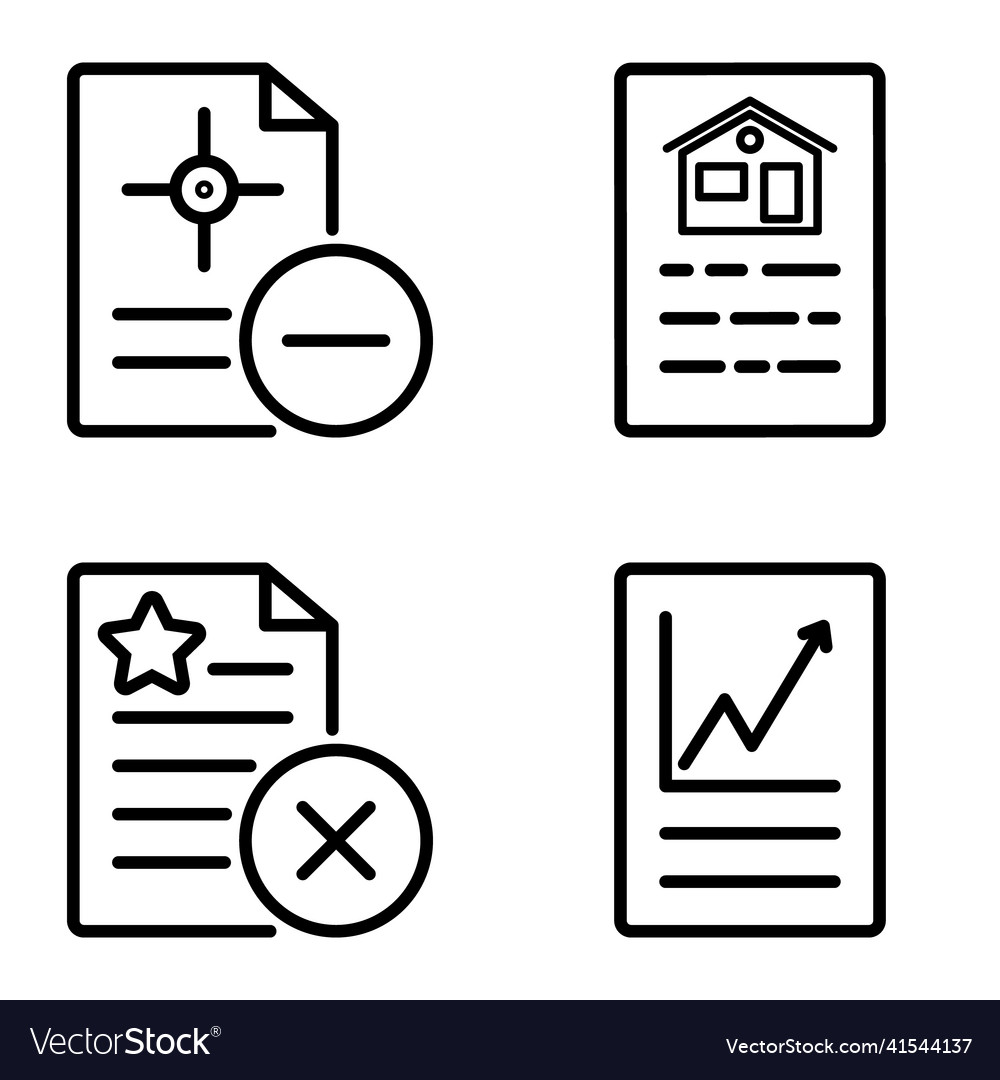 Docs1-2 flat icon set isolated on white background