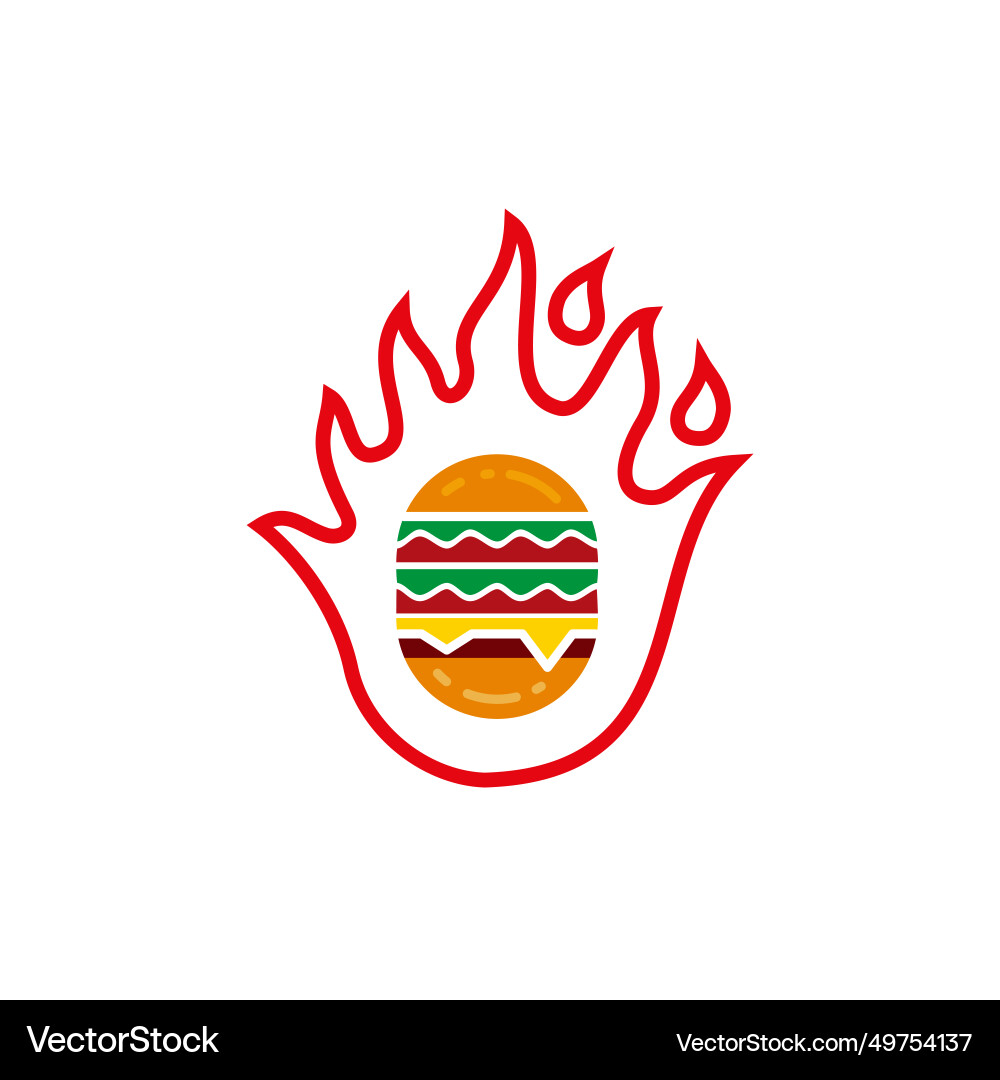 Fast food hot burger logo design Royalty Free Vector Image