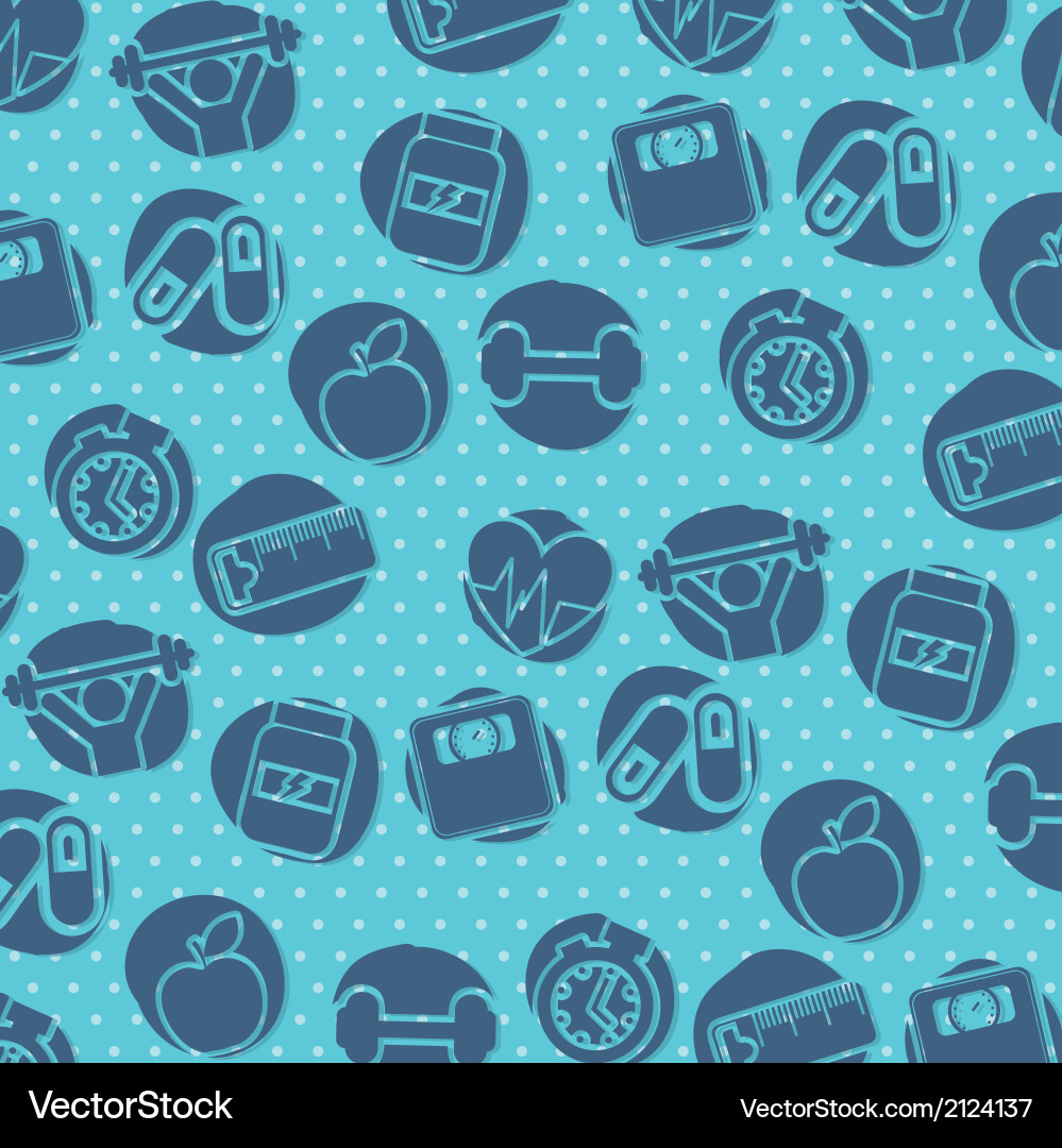 Fitness icons over blue background Royalty Free Vector Image
