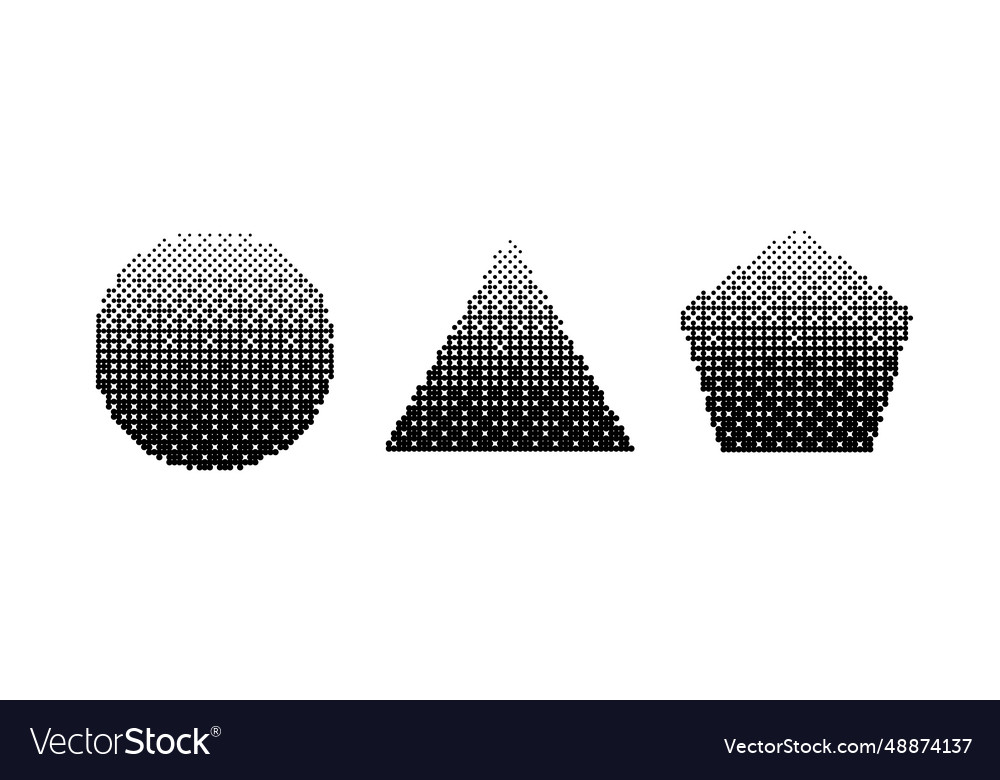 Geometric shapes bitmap set dither gradient forms Vector Image