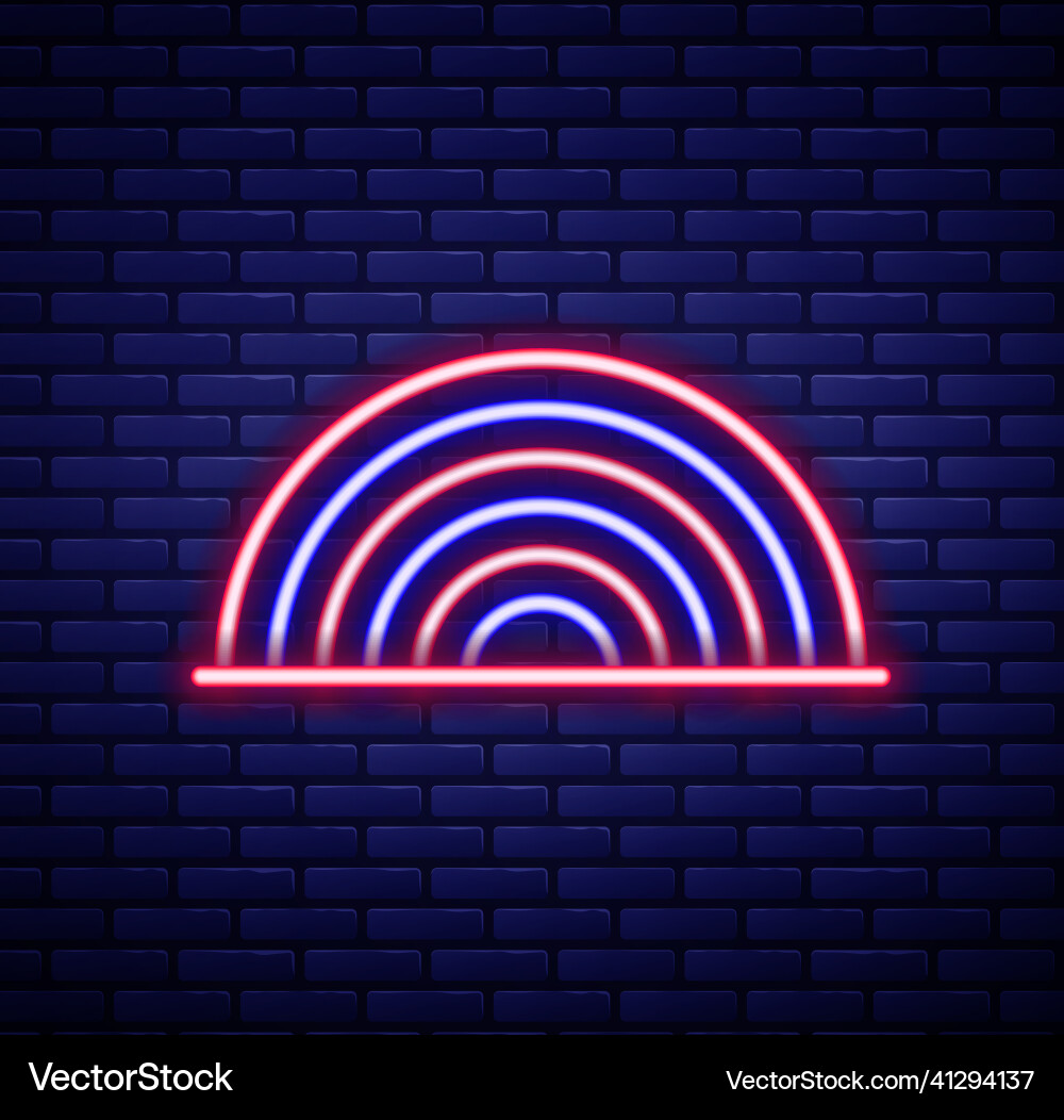 Glowing neon line rainbow icon isolated on brick Vector Image