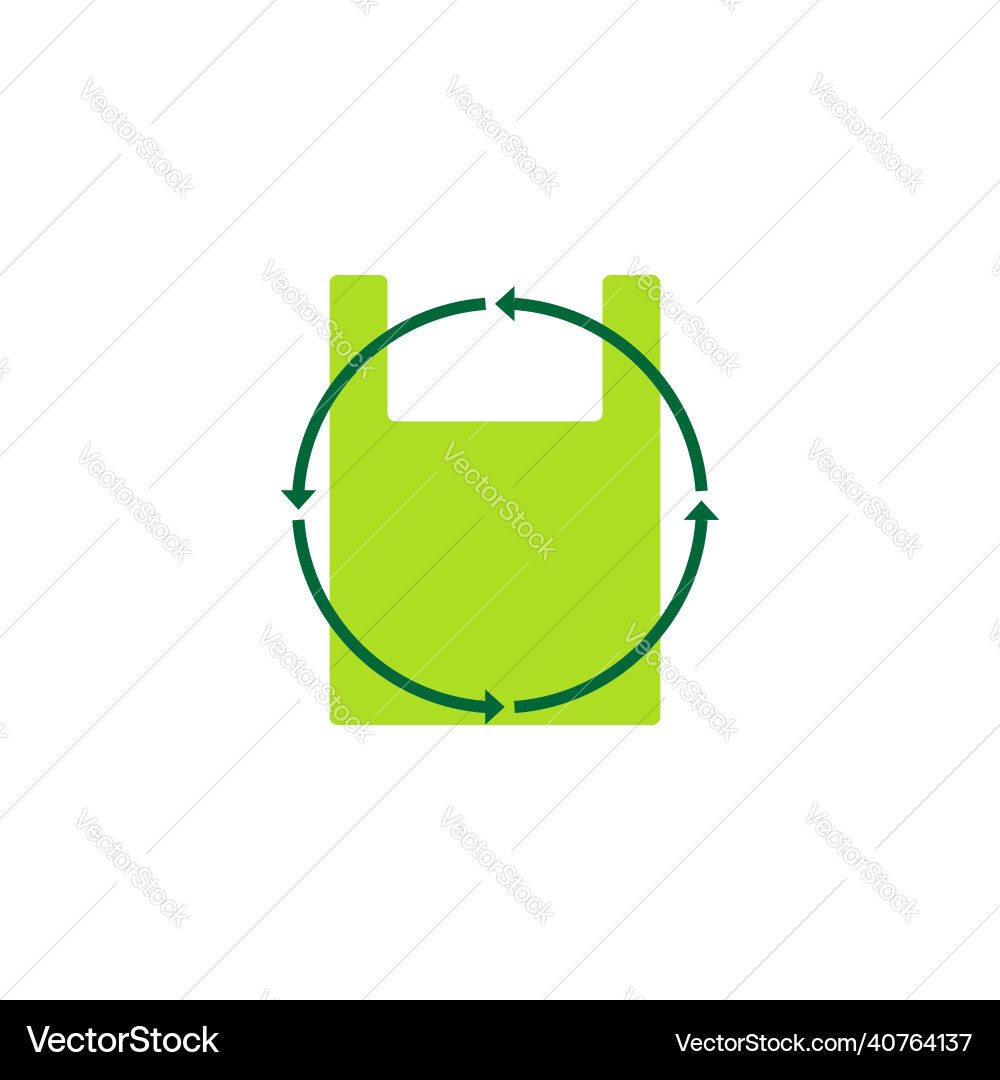 Green plastic bag with arrows recycle logo design Vector Image
