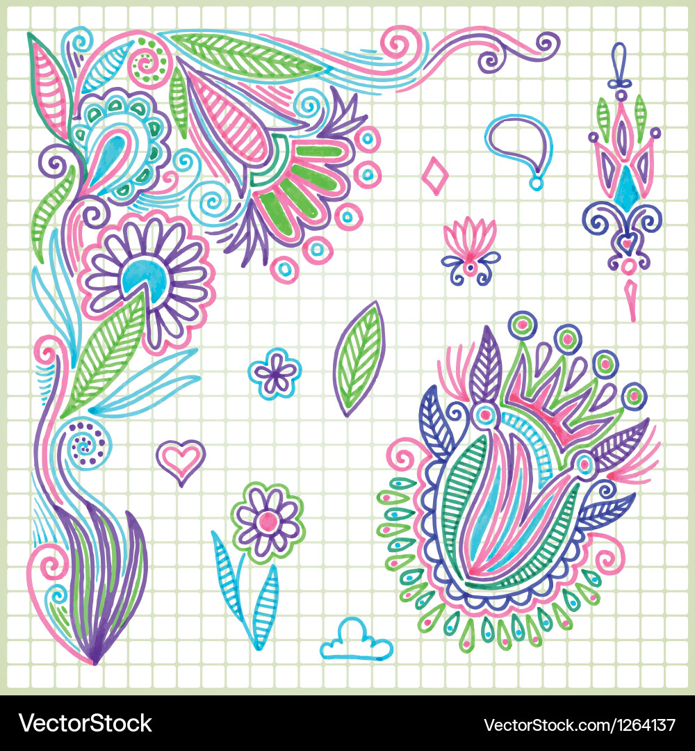 Hand draw doodle flower element Royalty Free Vector Image