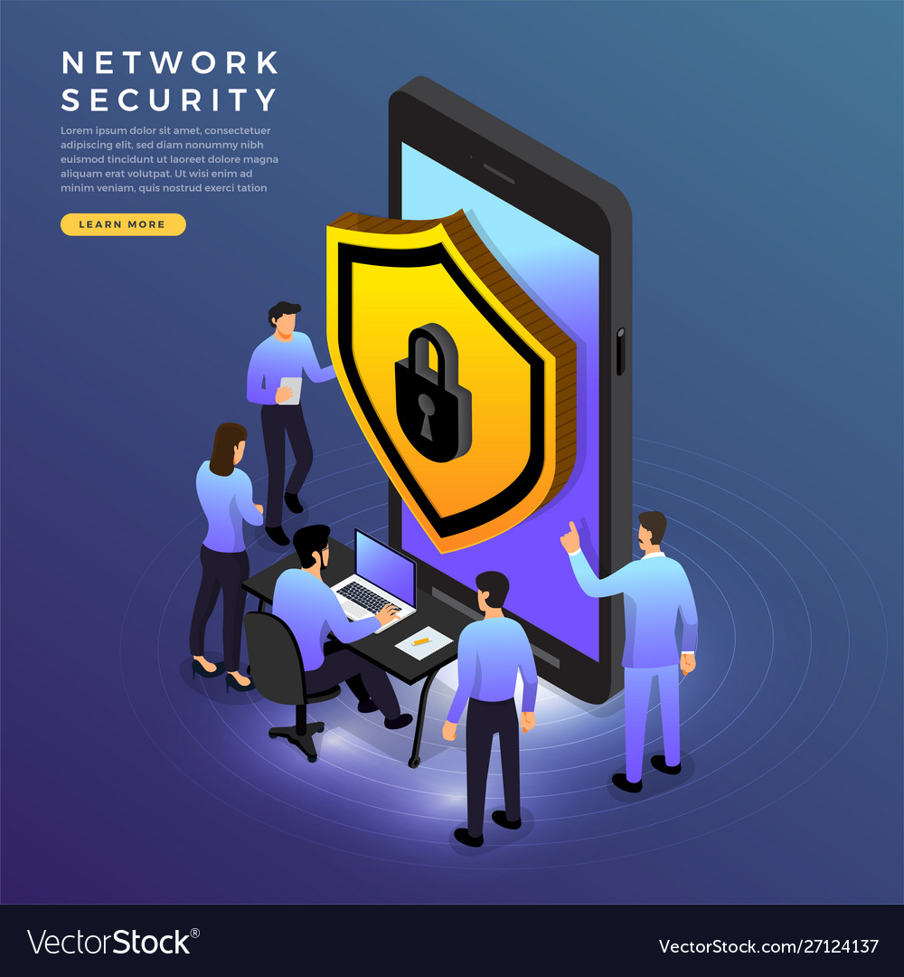 Isometric network security Royalty Free Vector Image