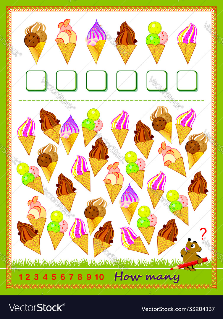 Math education for children count quantity ice Vector Image