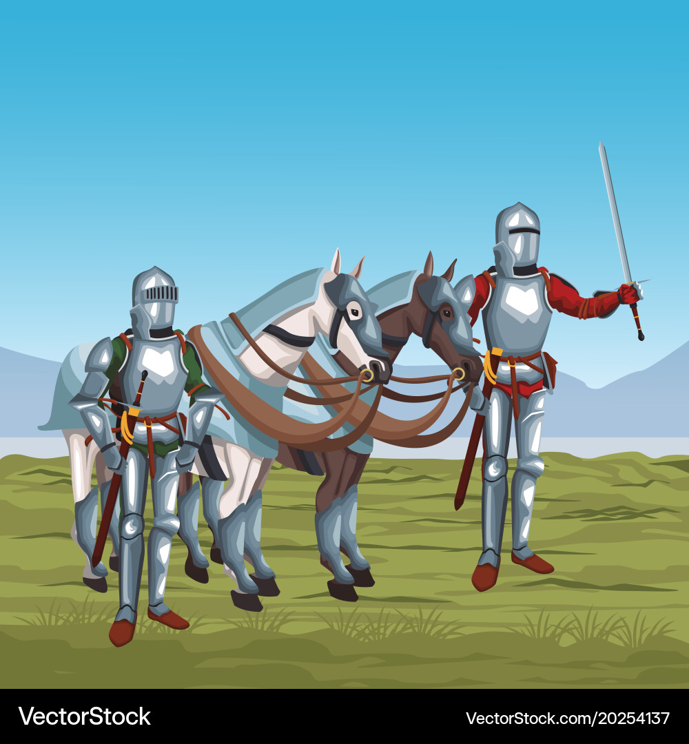 Medieval warriors on war Royalty Free Vector Image