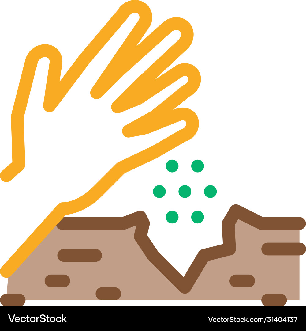 Sowing seeds in ground icon outline Royalty Free Vector