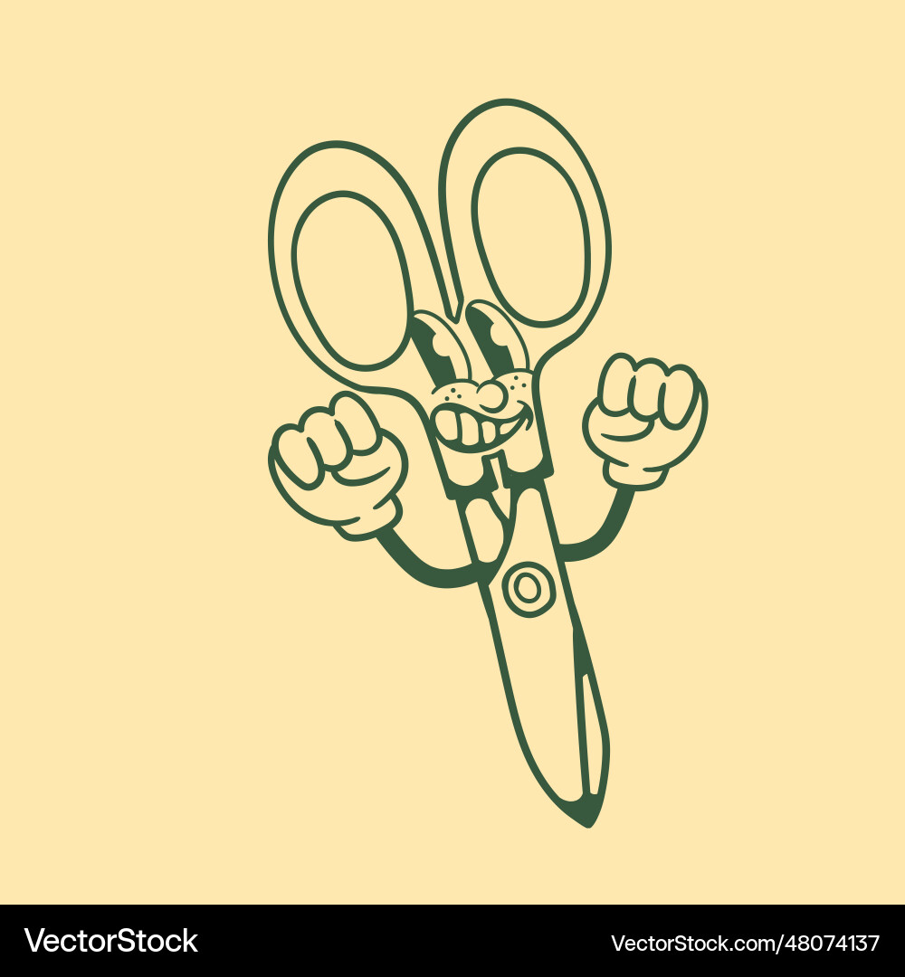 Vintage character design of scissors Royalty Free Vector