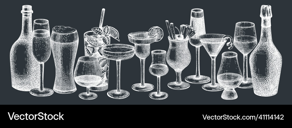 Bar banner or menu design with hand-sketched Vector Image