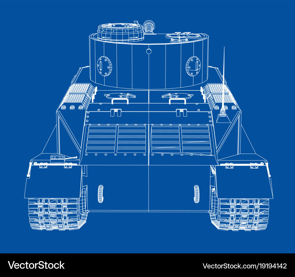 Blueprint of realistic tank Royalty Free Vector Image