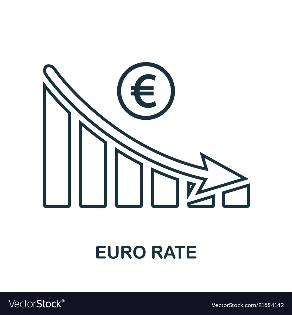 Euro rate decrease graphic icon mobile app Vector Image