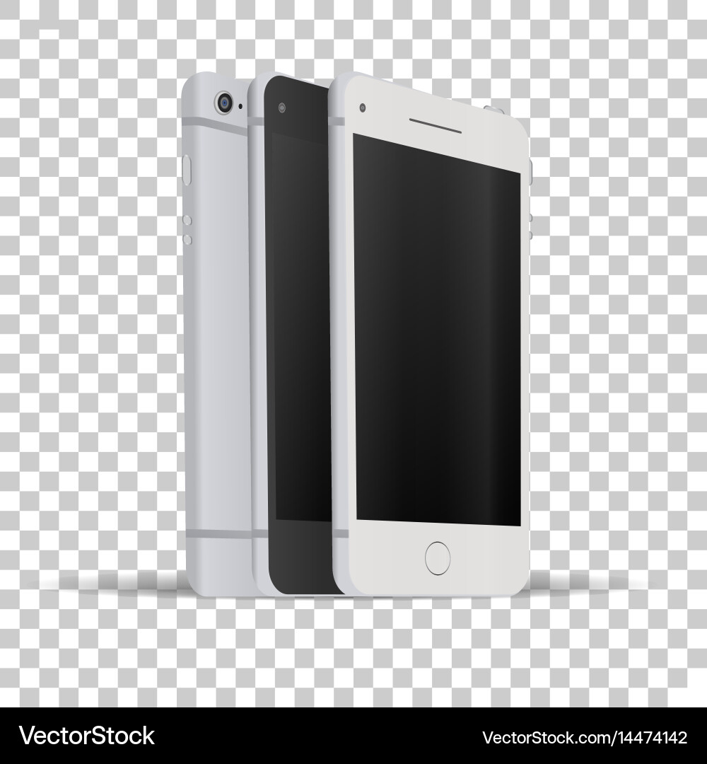 Front and back view of phone Royalty Free Vector Image