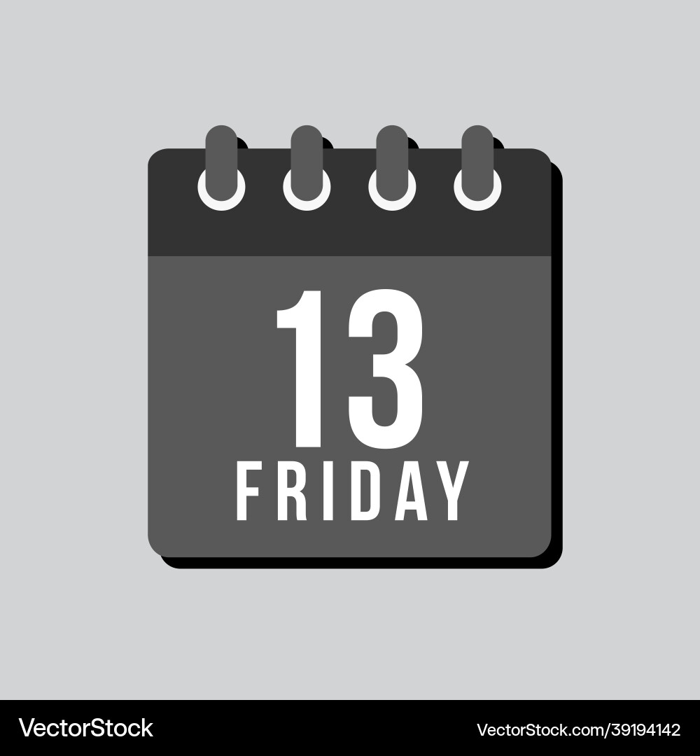 Icon day page calendar date friday Royalty Free Vector Image