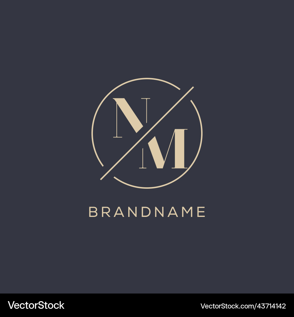 Initial letter nm logo with simple circle line Vector Image